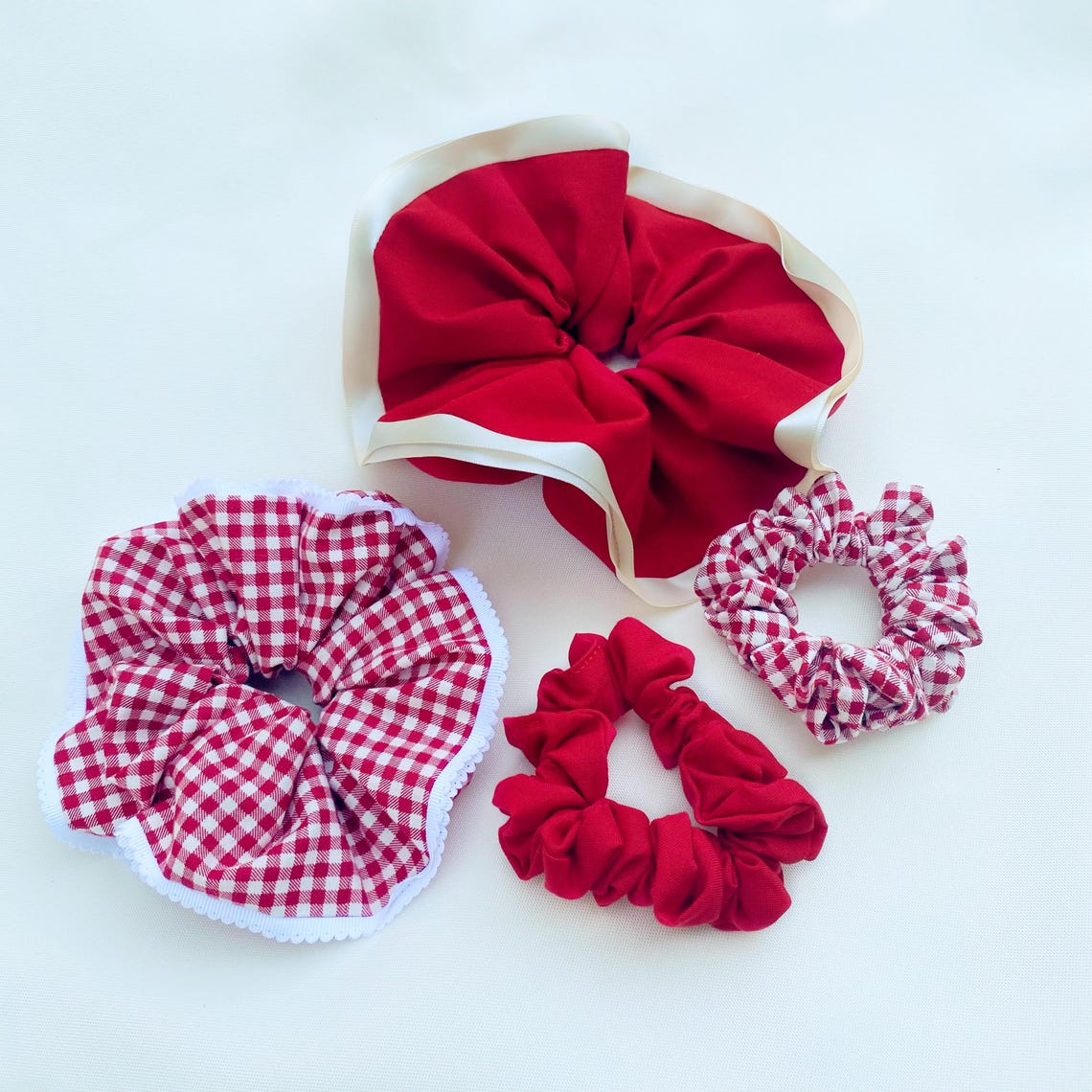 Red Scrunchies Set, Hair Accessories, Hair Ties - Etsy