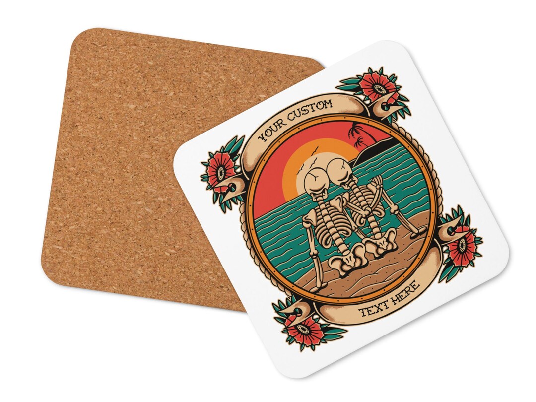 Personalized Beach Lovers Coaster, Custom Bar Accessory, Commemorative ...