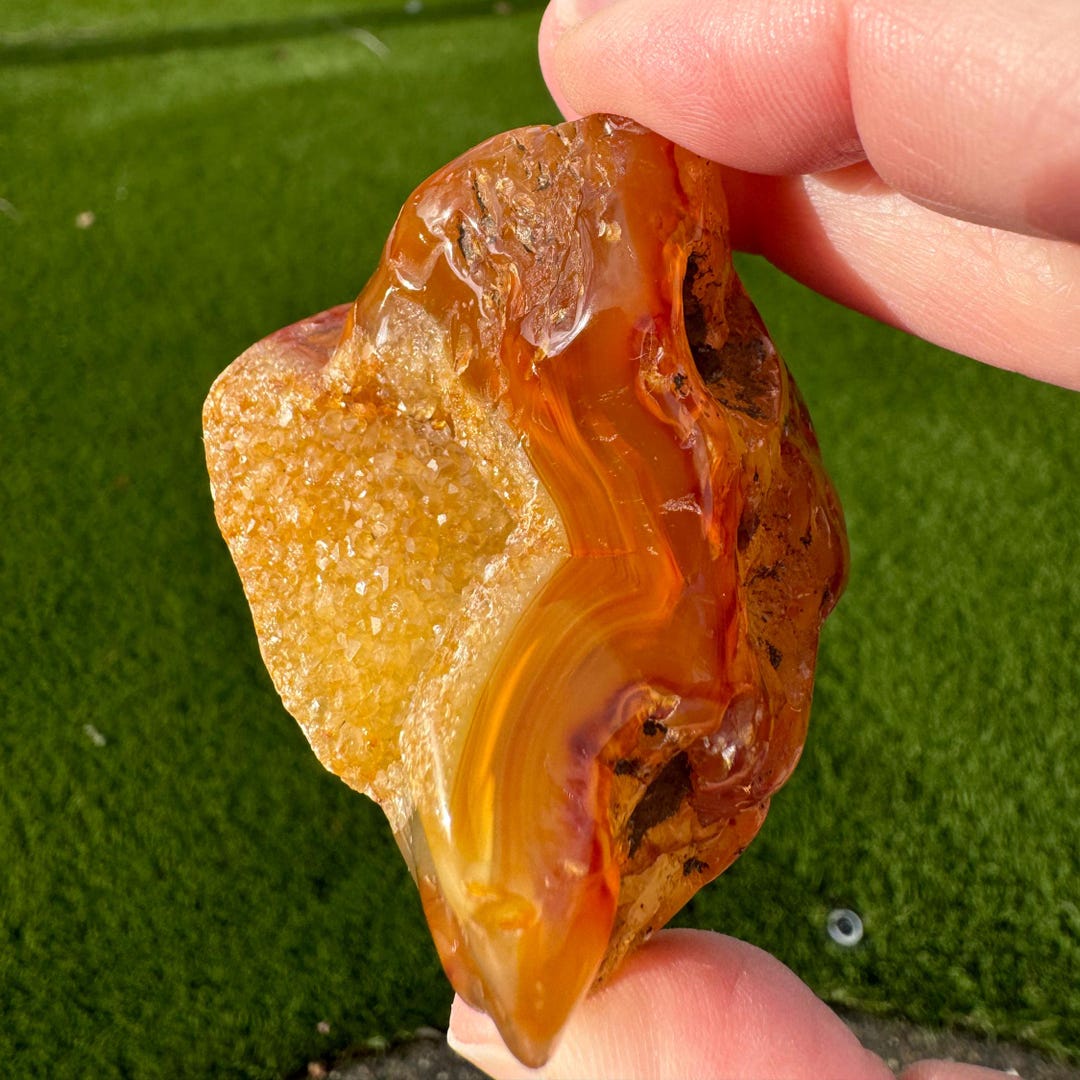Carnelian Agate With Crystal Cavity, Tumbled to Show off the Epimorphs ...