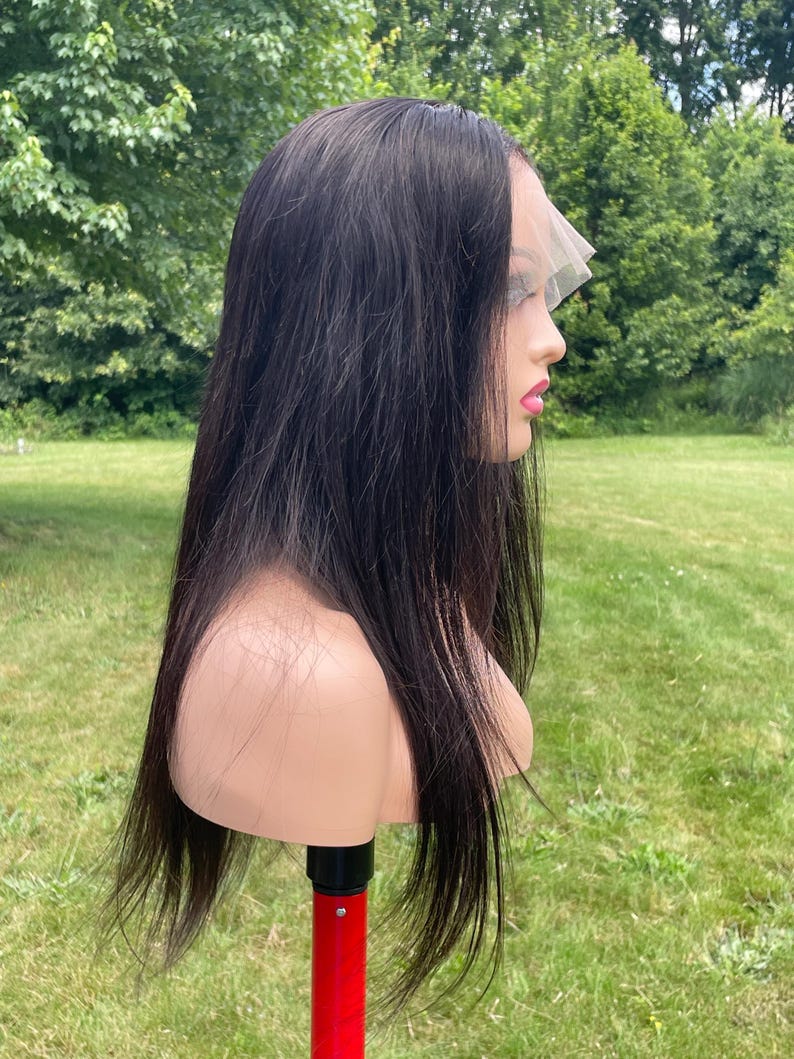 20”lace Closure Wig Natural Black Super Full, 6x4 Closure 180 Density ...