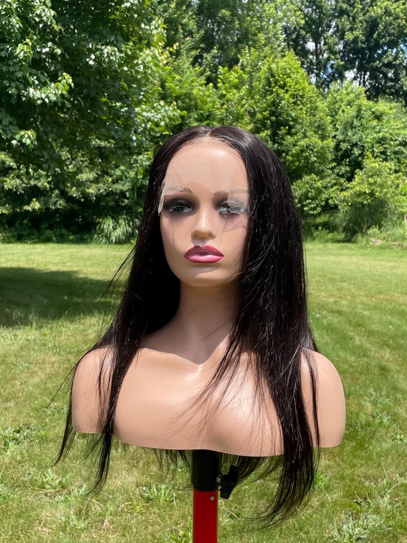 20”lace Closure Wig Natural Black Super Full, 6x4 Closure 180 Density ...