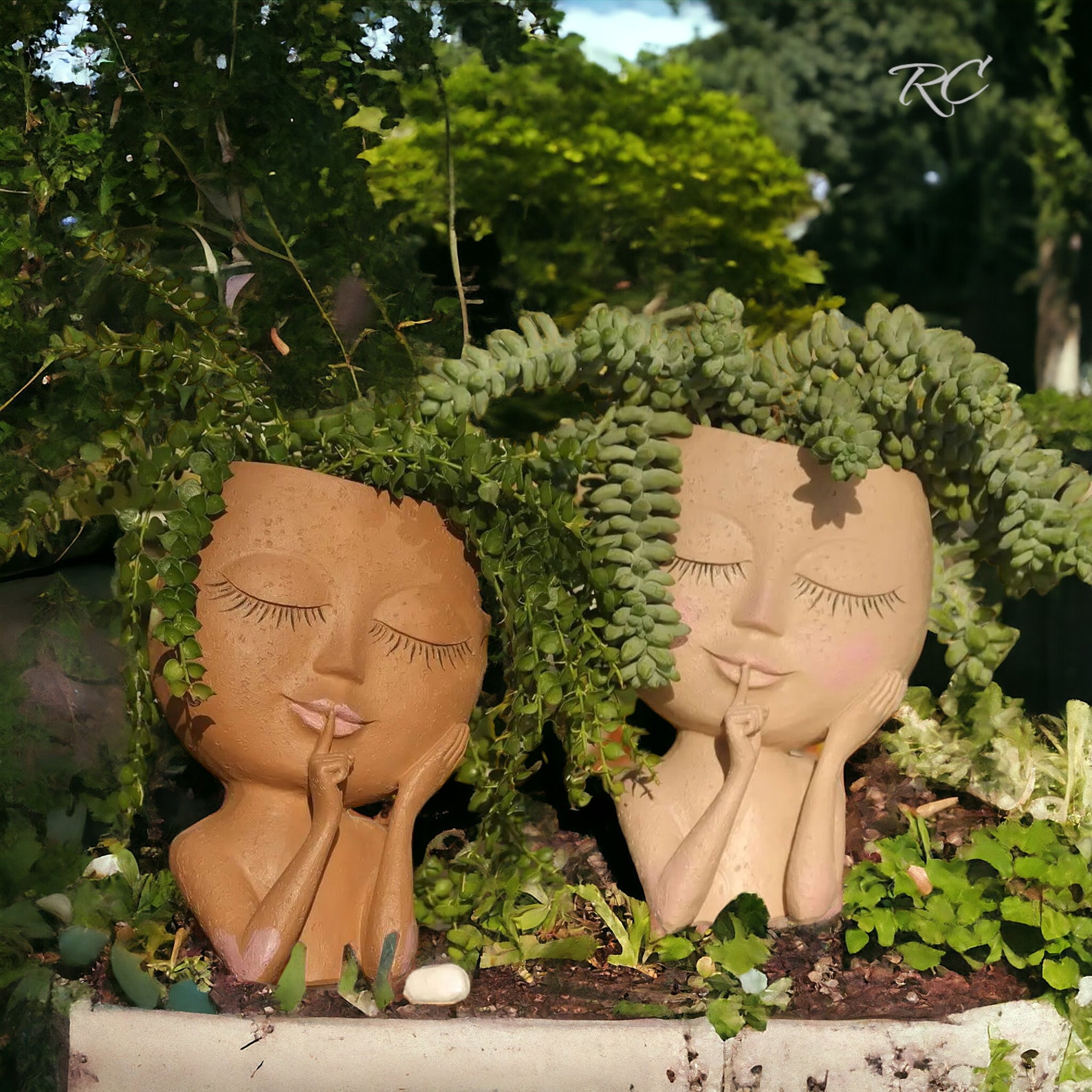 Girl Face Planter, Flower Pot Planter, Face Head Planter, Flower Pot ...