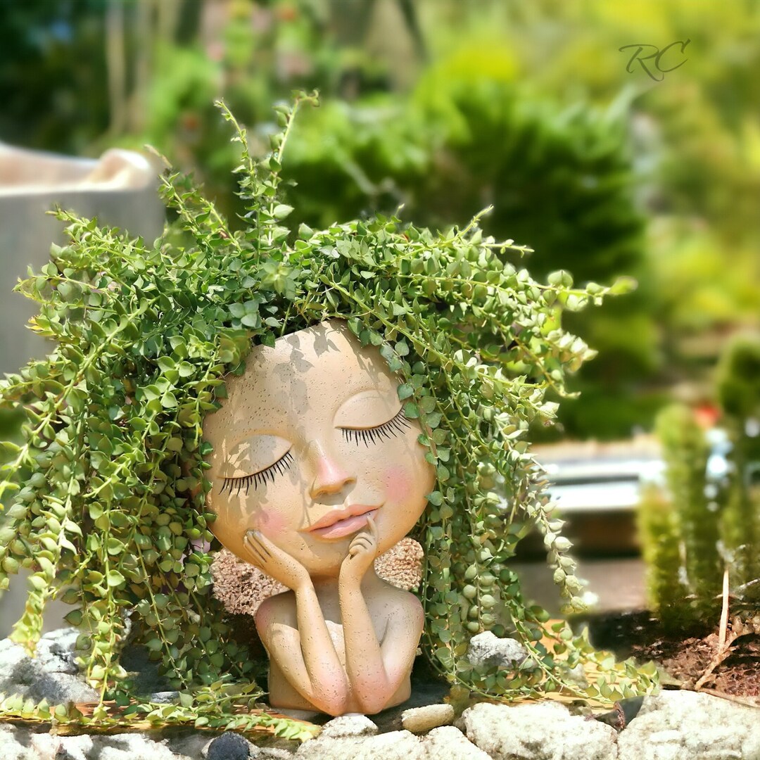 Girl Face Planter, Flower Pot Planter, Face Head Planter, Flower Pot ...