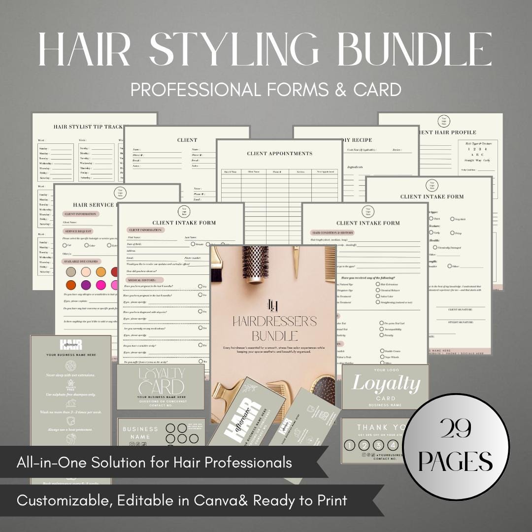 Salon Client Forms Canva Template: Hair Stylist Business Tools (digital ...