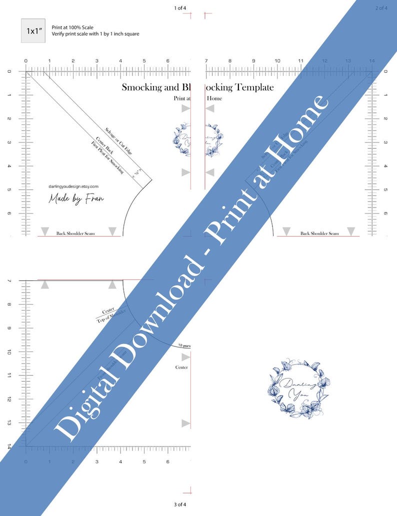 Print at Home Smocking and Blocking Guide in Imperial Unit (inches ...