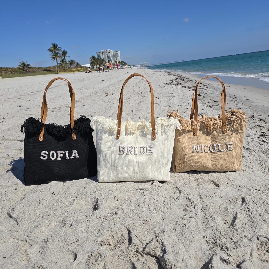 Bride Beach Tote Bag, Custom Mrs Beach Tote, Beach Tote Bags ...