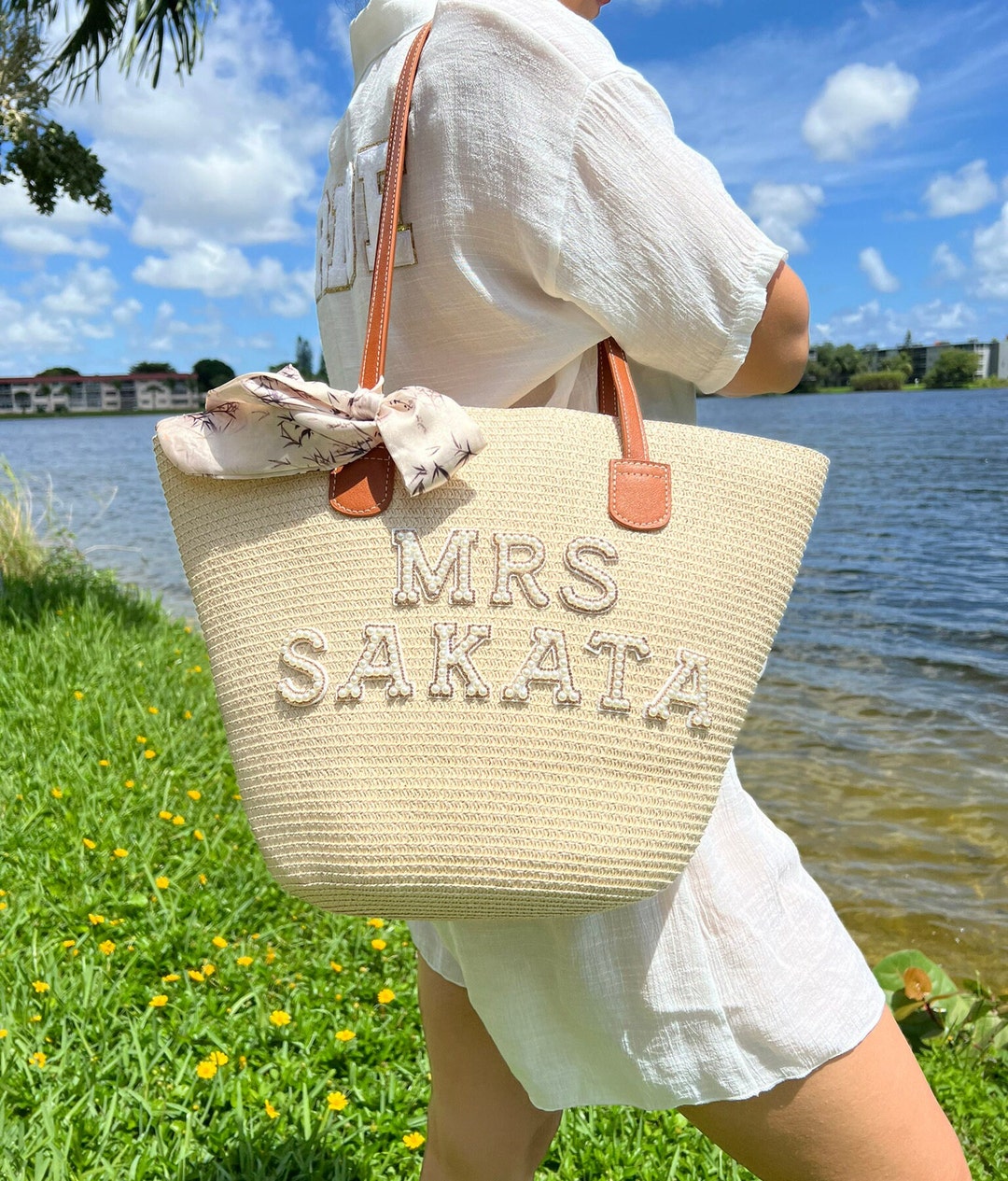 Mrs Beach Bag, Custom Straw Beach Bag, Personalized Beach Bag, Bride ...