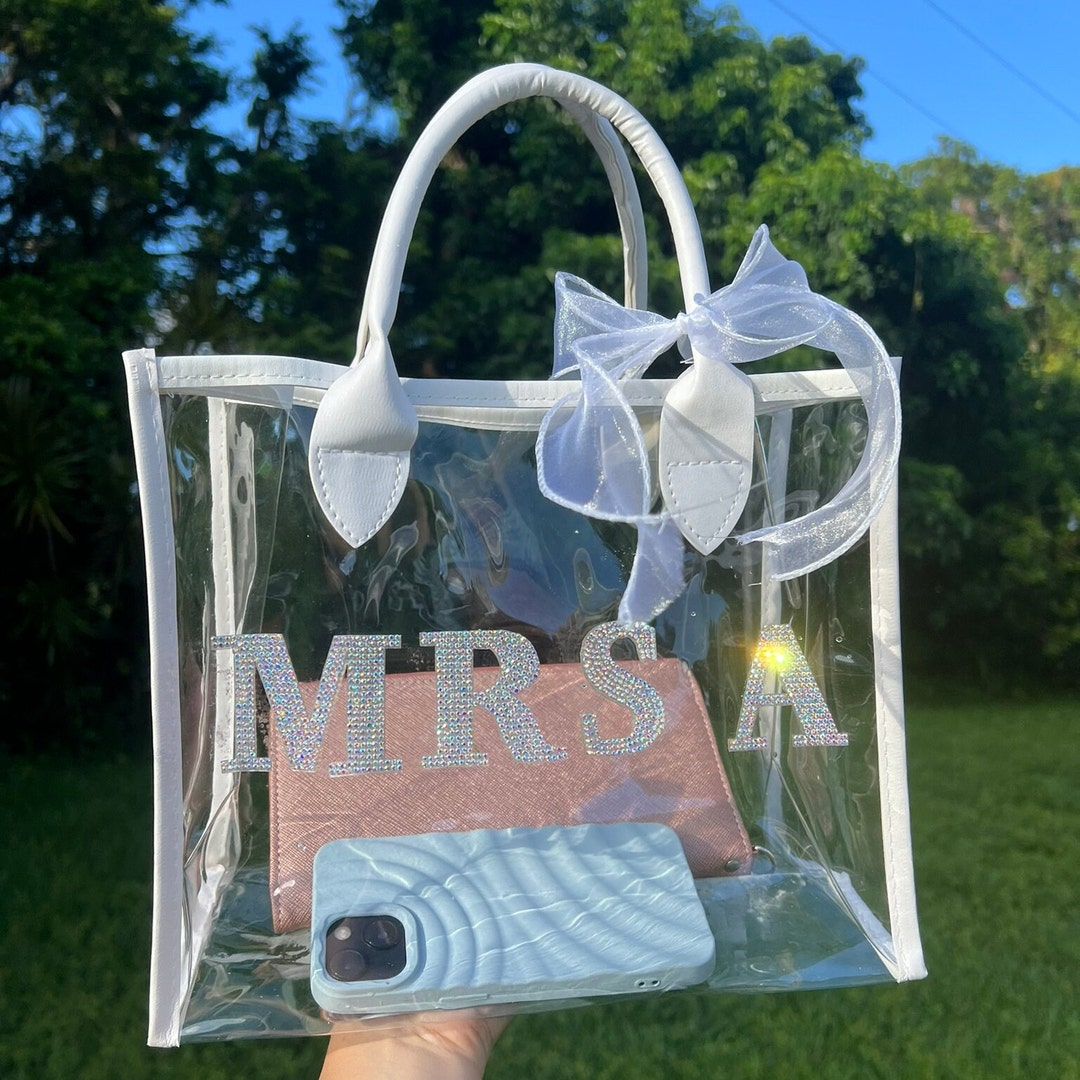 Custom Mrs Tote Bags, Bachelorette Party Bags, Personalized Transparent ...