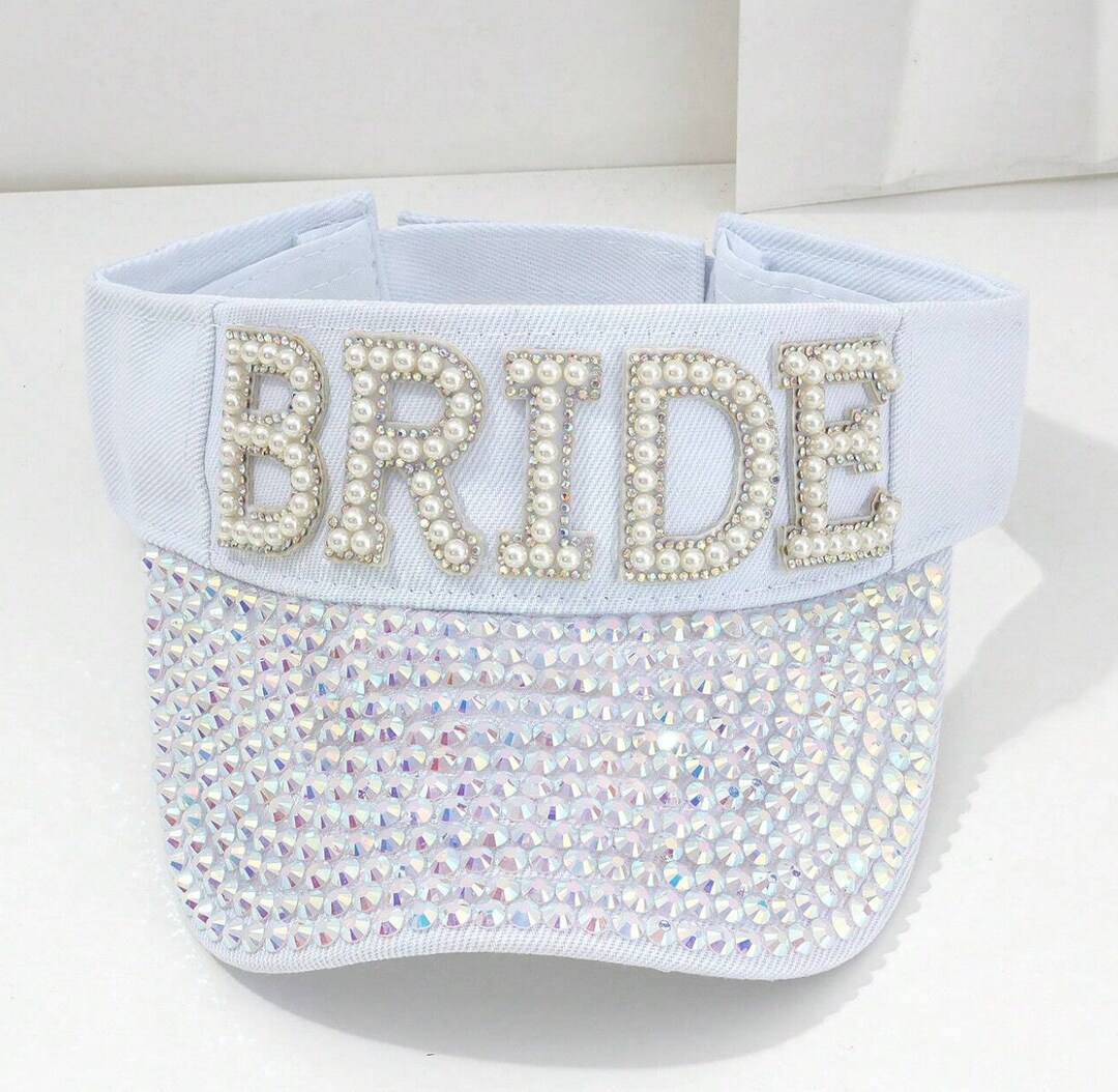 Custom Bride Sun Visor: Rhinestone Pearl Bridal Gift - Etsy