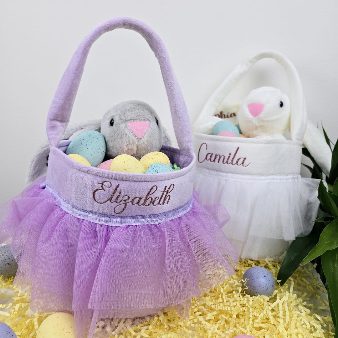 Custom Easter Bunny Basket, Rabbit Bunny Buckets, Egg Basket Hunt Bags ...