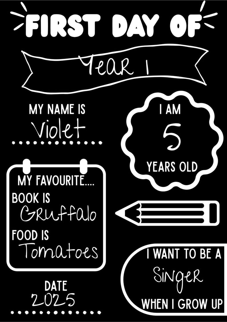 First Day of School PNG for Blackboards Chalkboards - Etsy