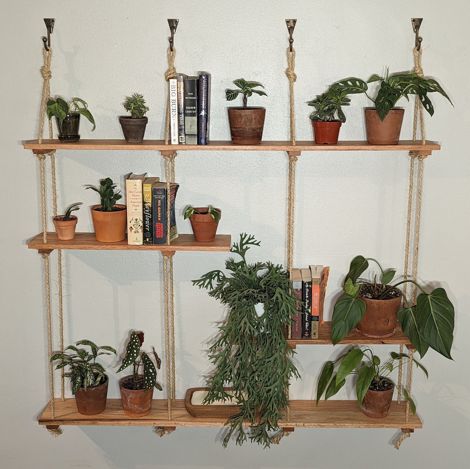 Red Oak Rope Shelf 4'wx4'h - Etsy