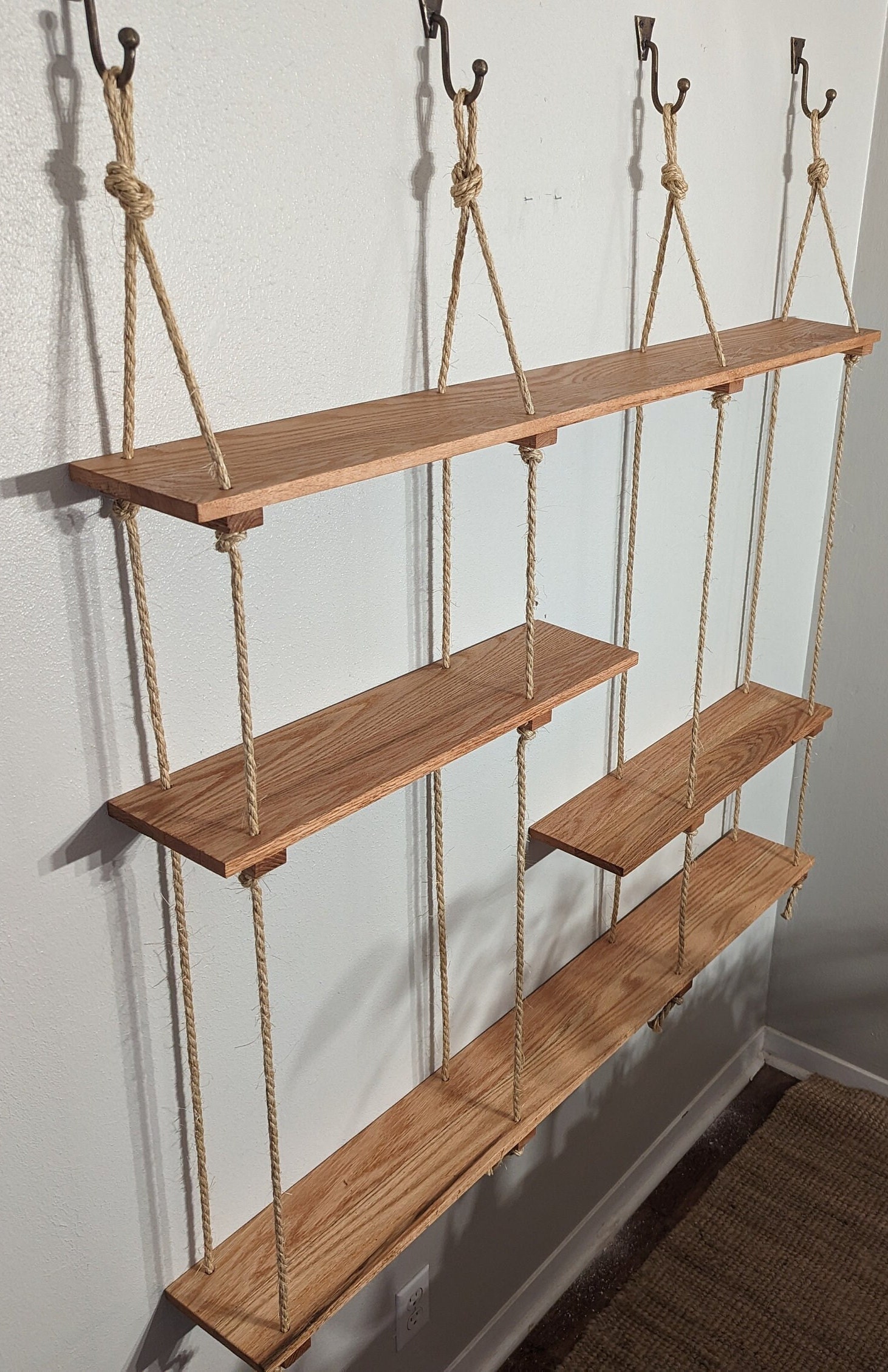Red Oak Rope Shelf 4'wx4'h - Etsy