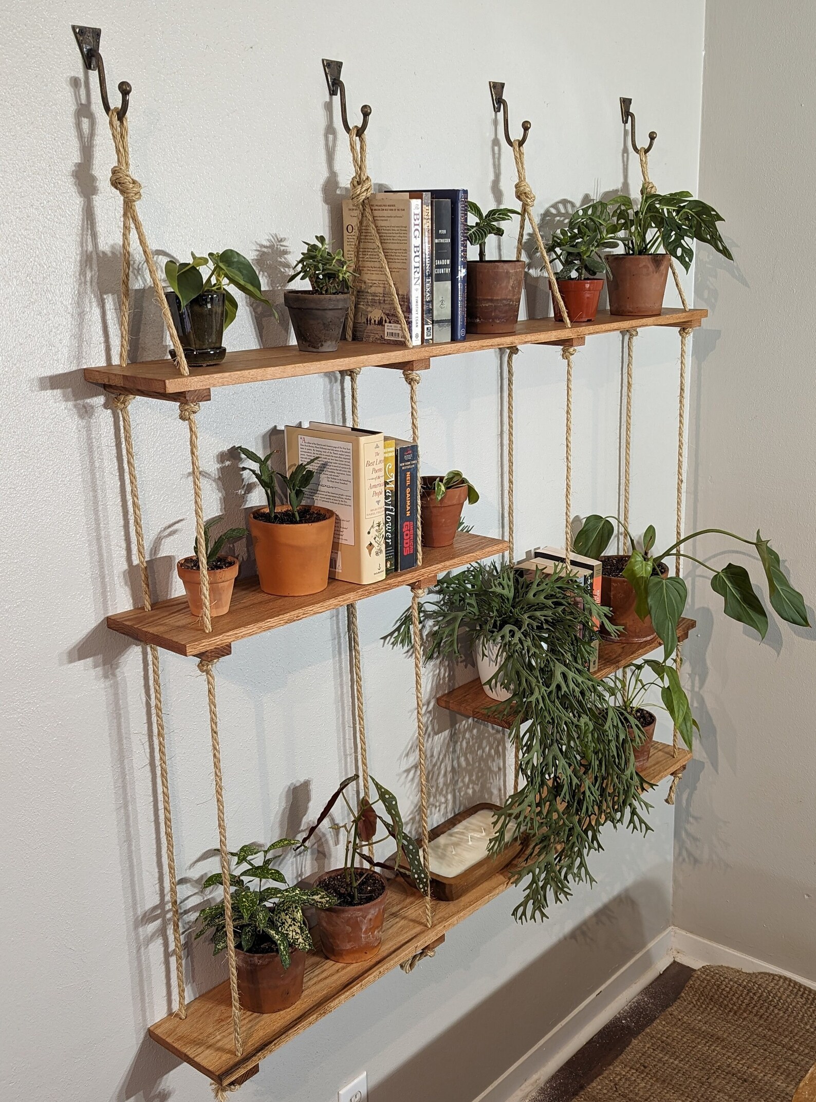 Red Oak Rope Shelf 4'wx4'h - Etsy