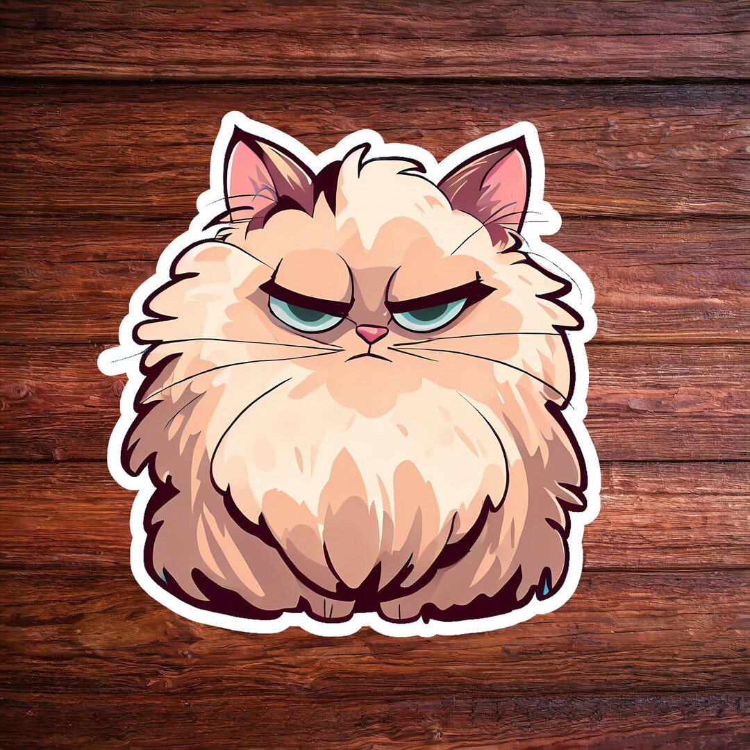Fluffy Cream/white Cat Kiss-cut Sticker, Floofy Cat, Gifts for Her ...