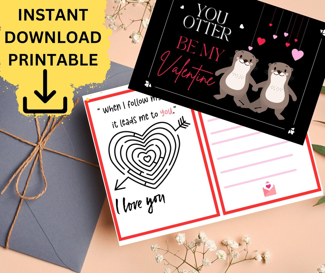 Otter Valentines Day Cards You Otter Be My Valentine Printable Two ...