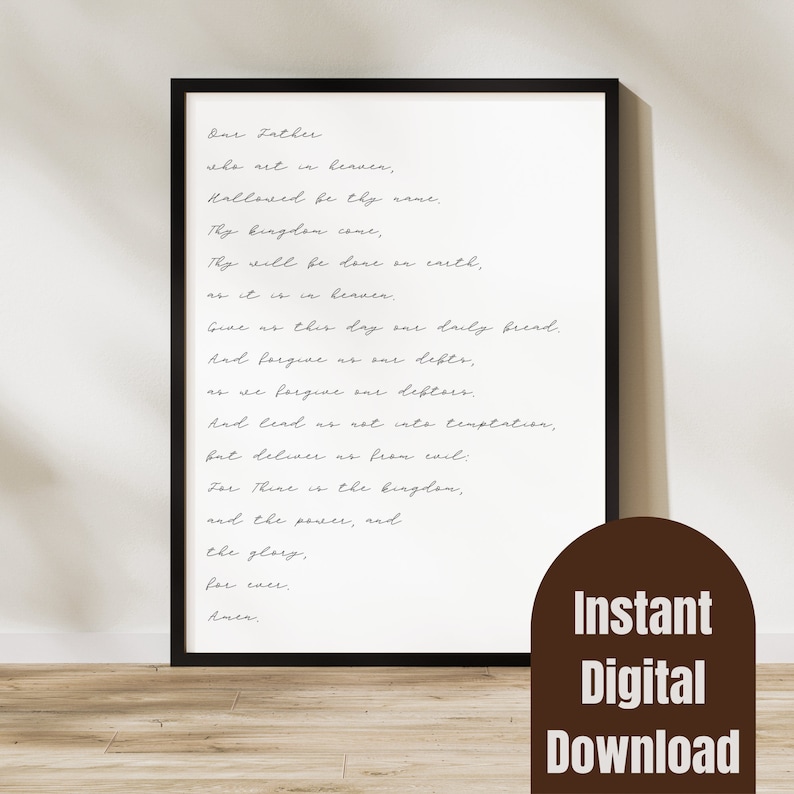 The Lord's Prayer Printable Wall Art: Christian Scripture (digital ...