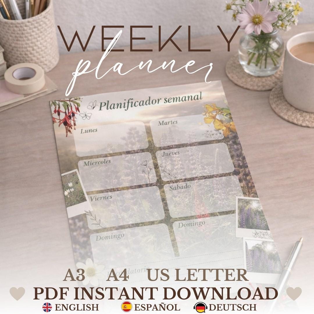 Printable Weekly Planner With Patagonian Flowers | Digital Download ...