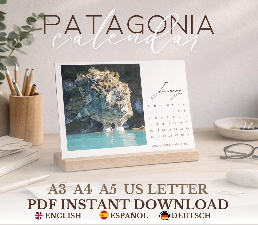 Patagonia Photo Calendar – Printable Download – A3 • A4 • A5 • US ...