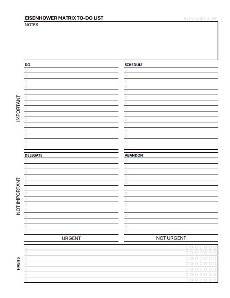 Eisenhower Matrix To-do List With Habits Tracker PDF - Etsy