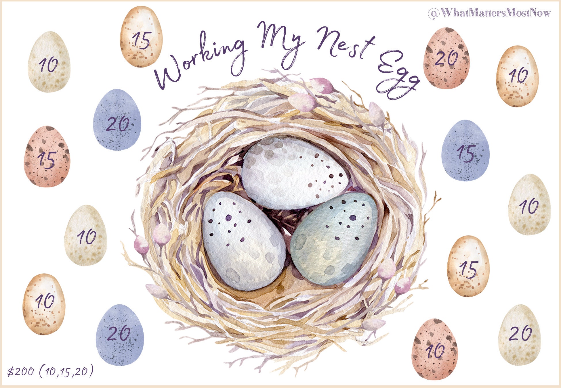 A5 Working My Nest Egg Challenge Set of 5 Instant Download Emergency ...