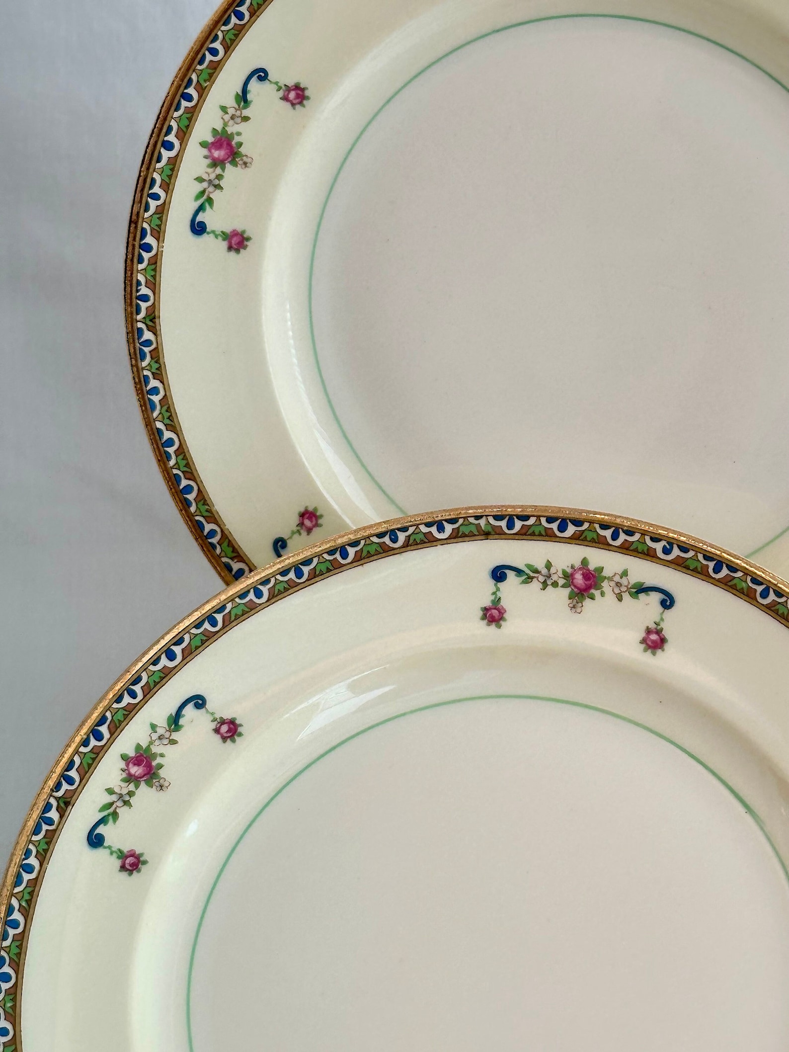 Vintage Small Plates With Rose and Scroll Design | Fine China - Etsy