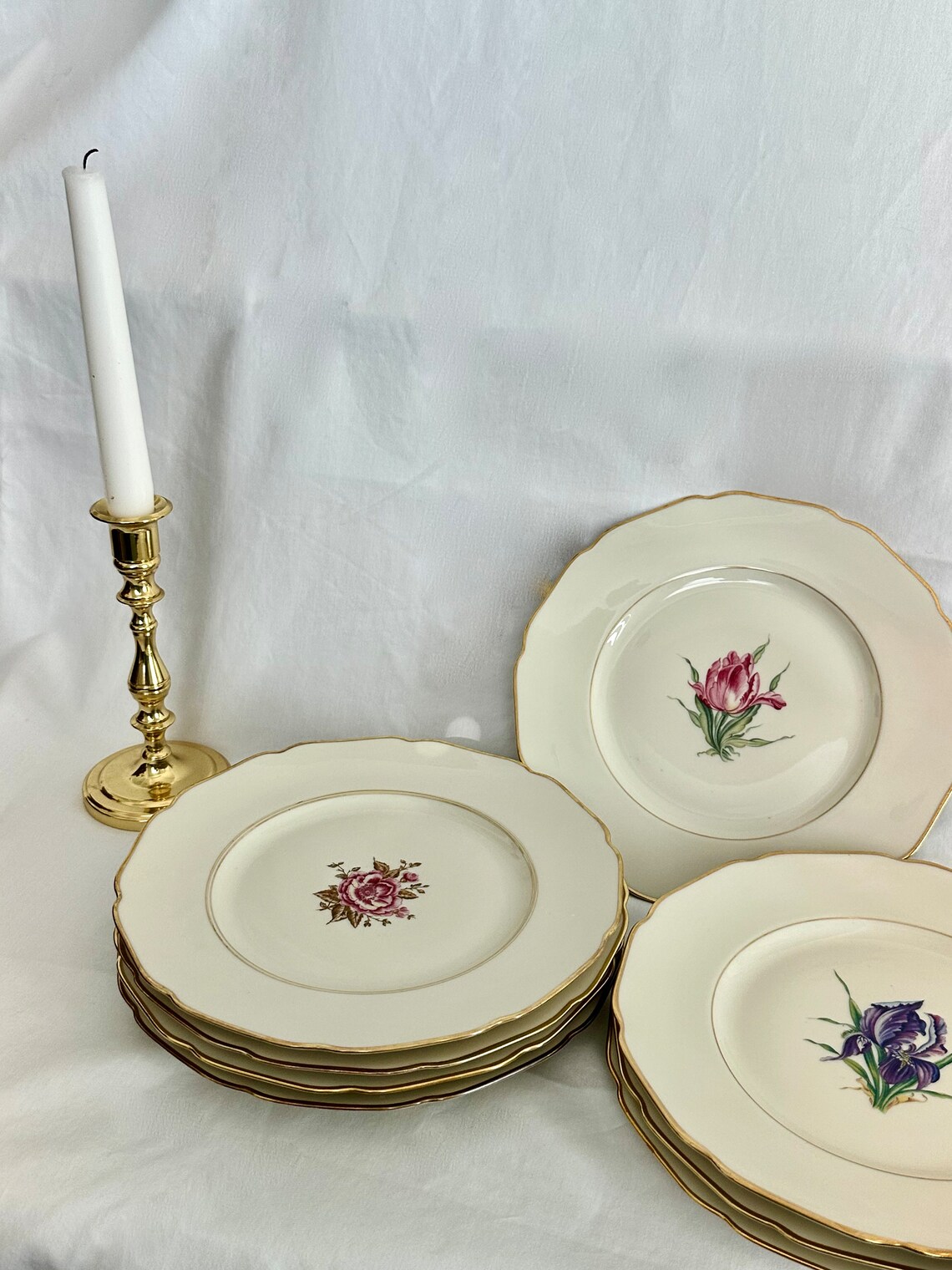 Set of 1950s Royal Rose, Iris, Tulip With Gold Trim Bavarian Dinner ...