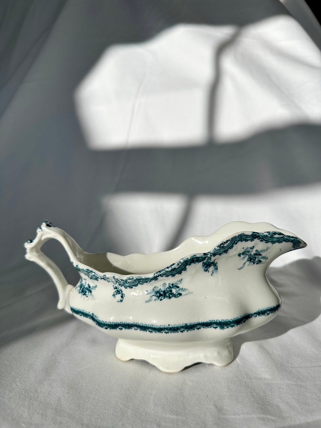 Antique Rare Deep Green Gravy/jam Boat Dish Staffordshire England ...