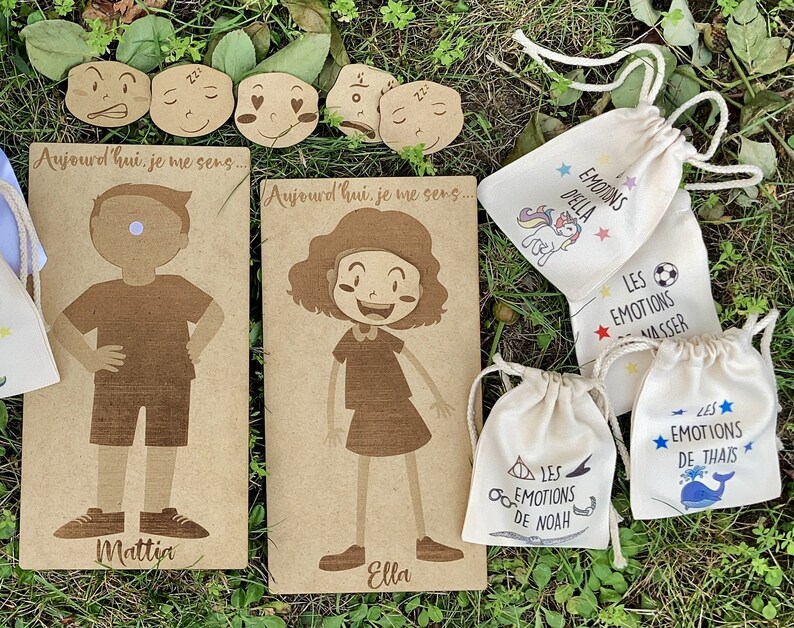 Tableau des émotions - Tableau bois personnalisé - Roue des émotions ...