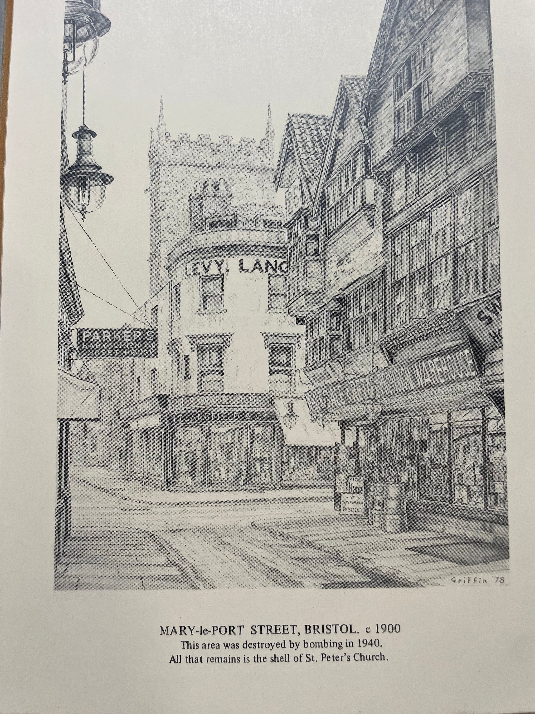 Sketch Art Vintage Bristol United Kingdom Rare Artist Griffin Sketched ...