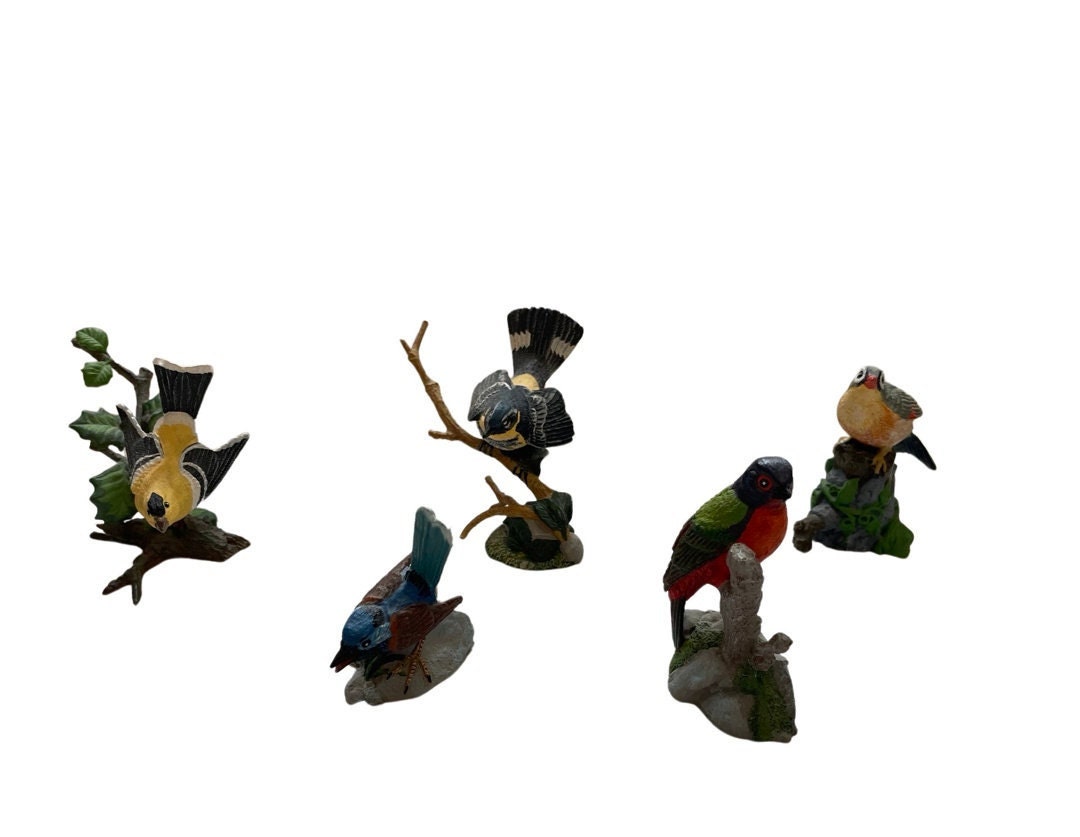 Franklin Mint Bird Figures Magnolia Warbler Pekin Robin Painted Bunting ...