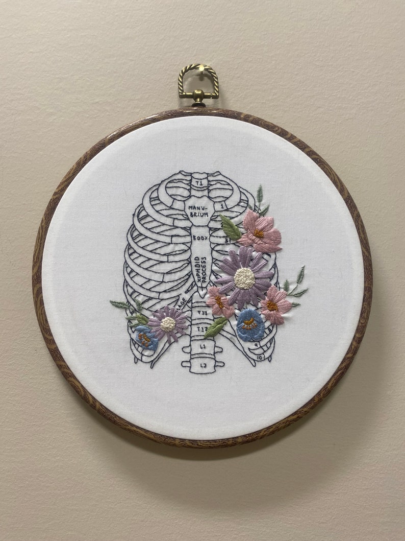 Anatomical Floral Rib Cage Embroidery - Etsy