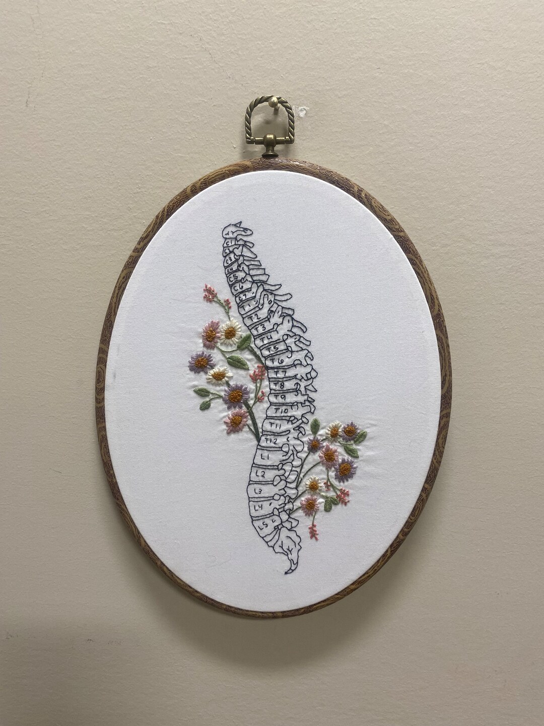 Anatomical Floral Spine Embroidery - Etsy