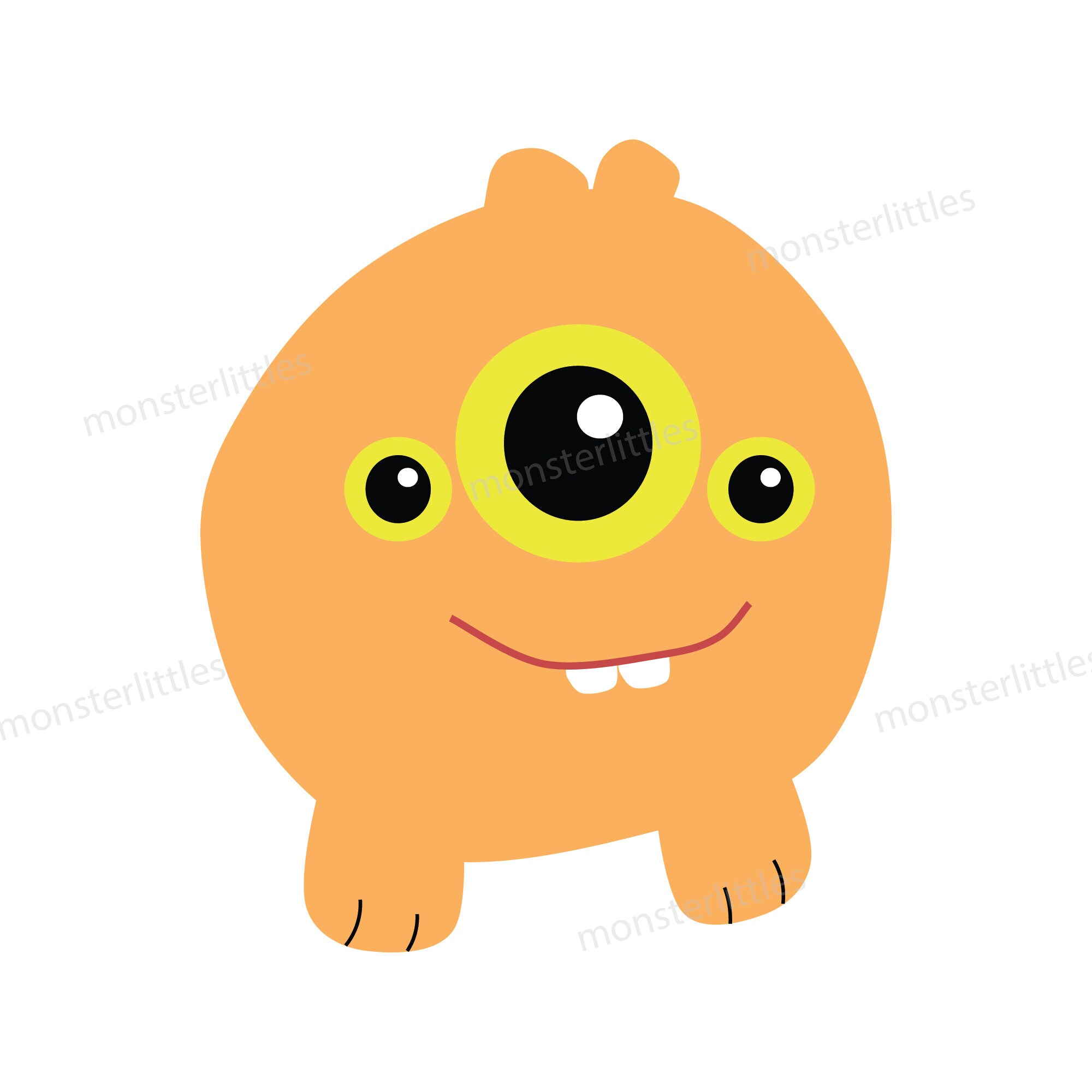 Orange Monster Clip Art PNG Kids Crafts Happy Monster - Etsy