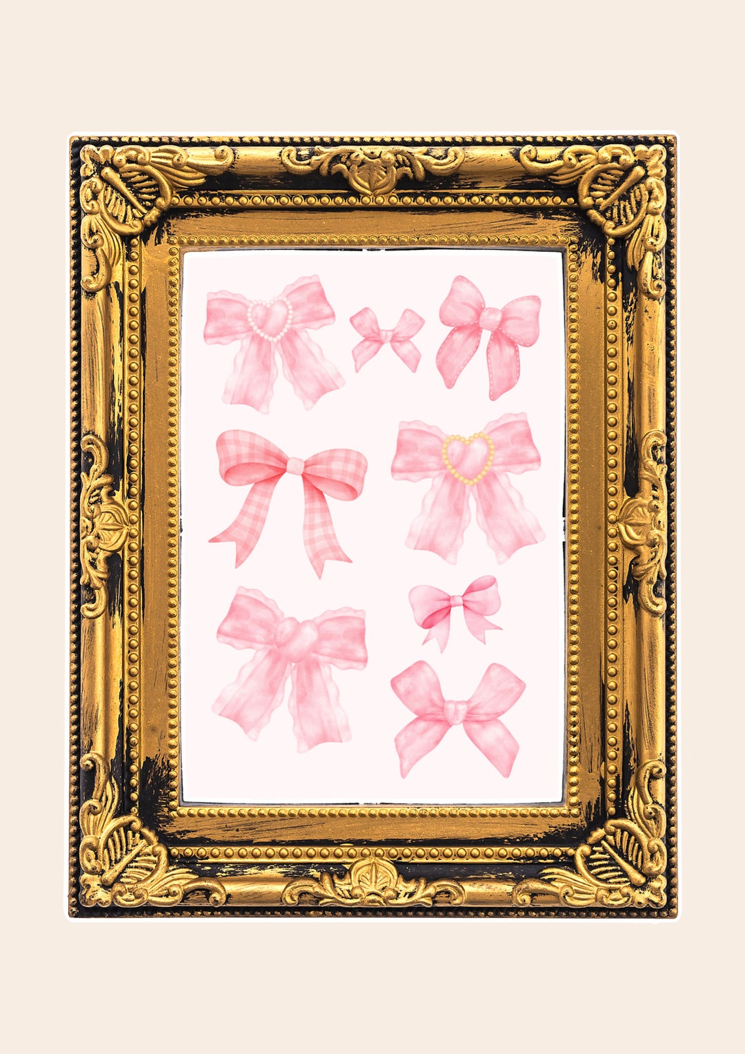 Coquette Pink Bows Digital Wall Art/poster | Vintage Art | Classy Bows ...