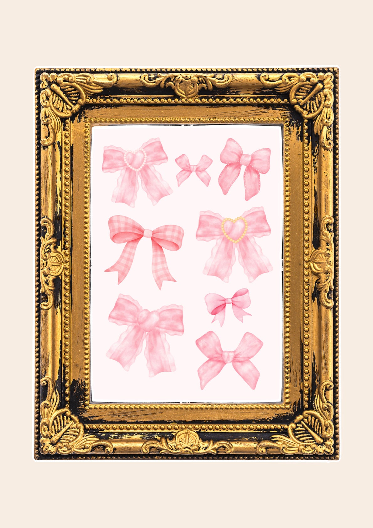 Coquette Pink Bows Digital Wall Art/poster Vintage Art Classy Bows ...