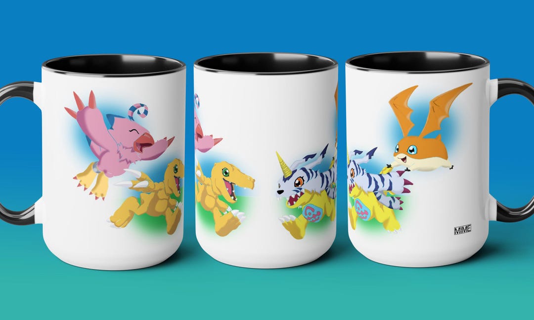 Digimon Inspired Ceramic Mug 15oz, Anime, Cute, Adventures, Cyber ...