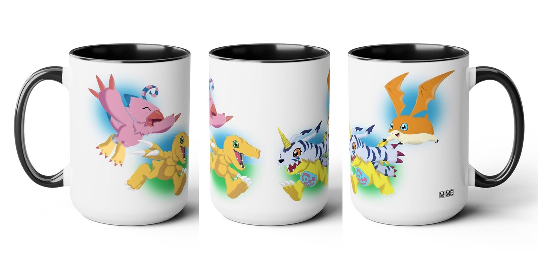 Digimon Ceramic Mug 15oz, Anime Mug, Cute Mug, Gifts (featuring Biyomon ...