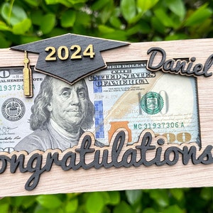 Personalized Wooden Card Money Holder Congratulations Graduation Gift ...