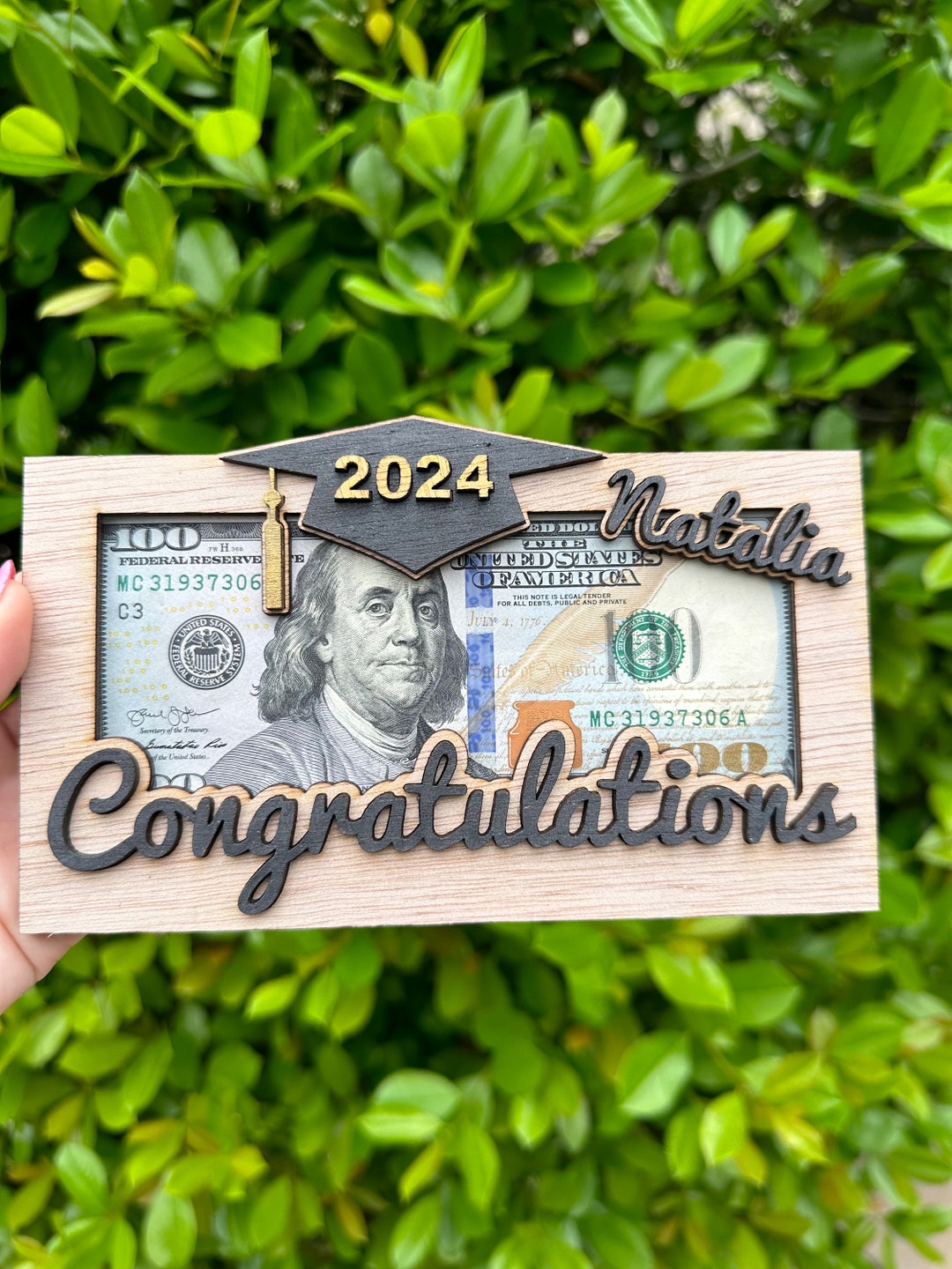 Personalized Wooden Card Money Holder Congratulations Graduation Gift ...