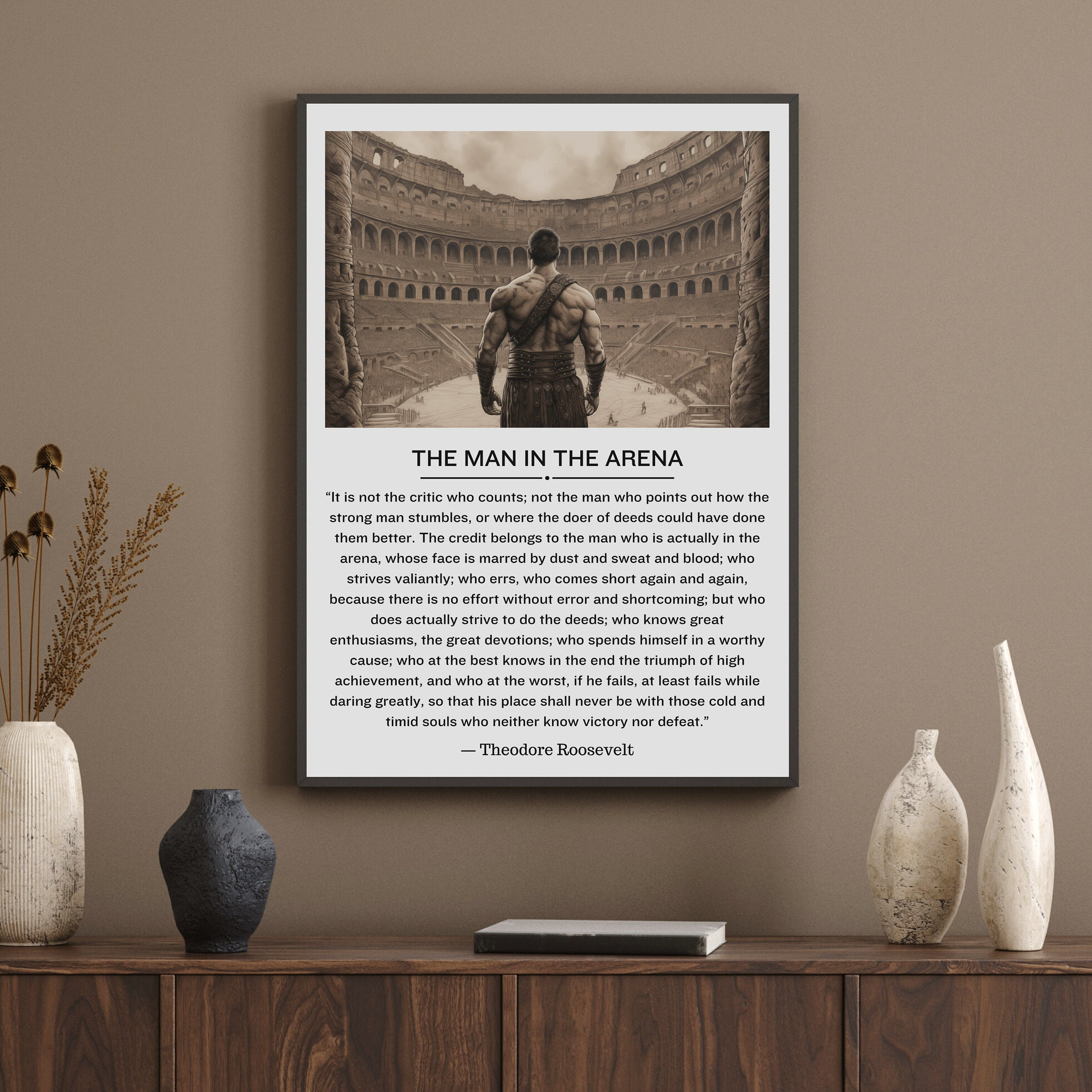 Man in the Arena Framed Sign | Inspirational Quote Signs | Office Wall ...