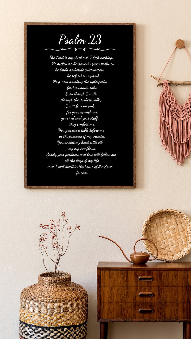 Psalm 23 Framed Bible Verse the Lord is My Shepard Christian Art Large ...