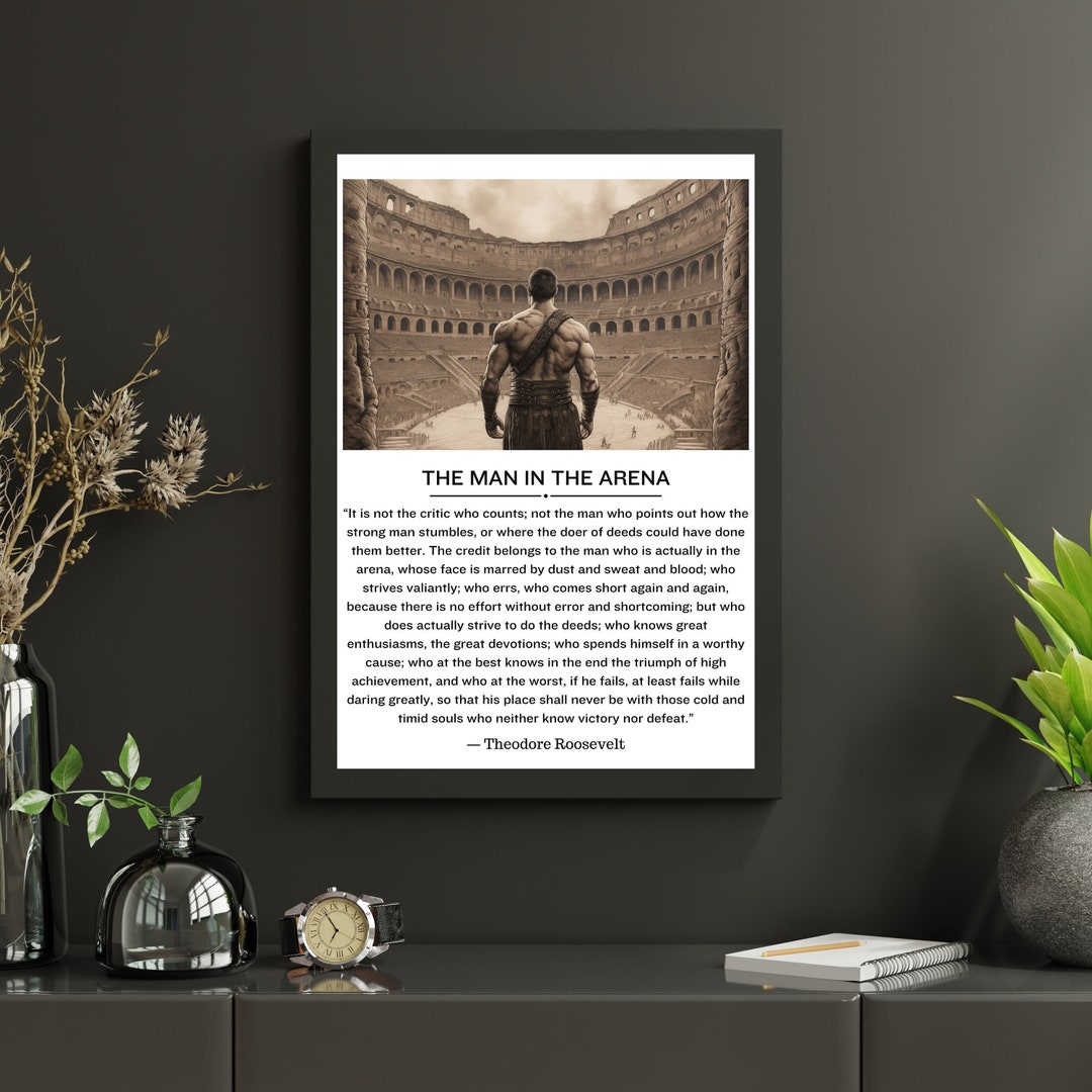 Man in the Arena Framed Sign | Inspirational Quote Signs | Office Wall ...