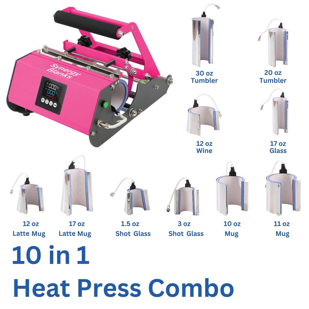 Synergy Blanks Elite Pro 10 in 1 Tumbler Heat Press Bright Pink - Etsy