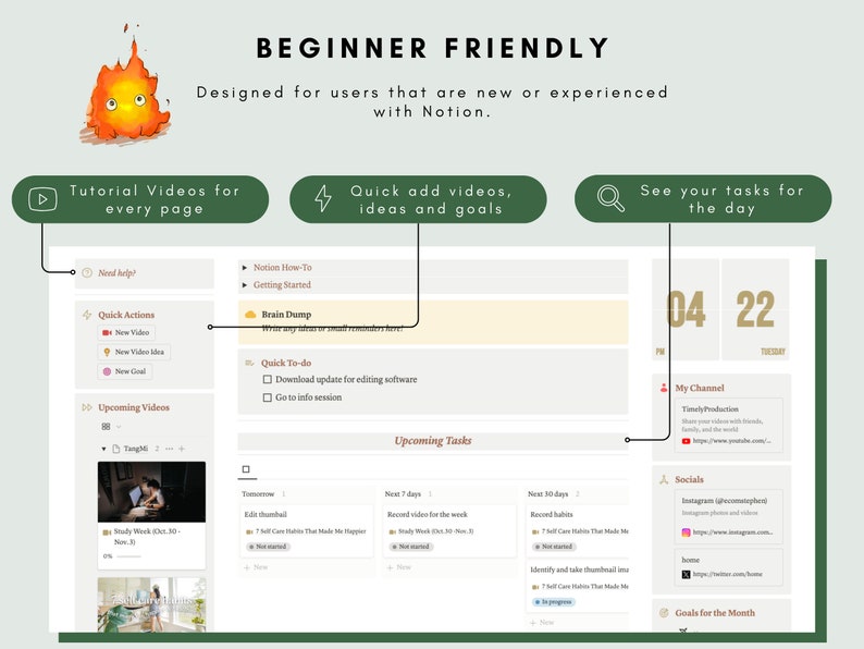 Youtube Notion Template, Studio Ghibli Content Planner, Notion ...