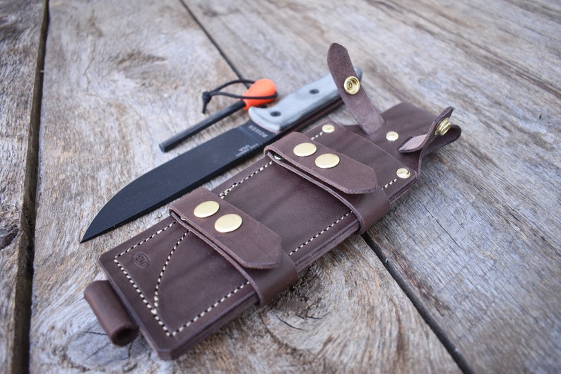 Bushcraft Knife Sheath, Leather Knife Sheath, Horizontal Carry Sheath ...