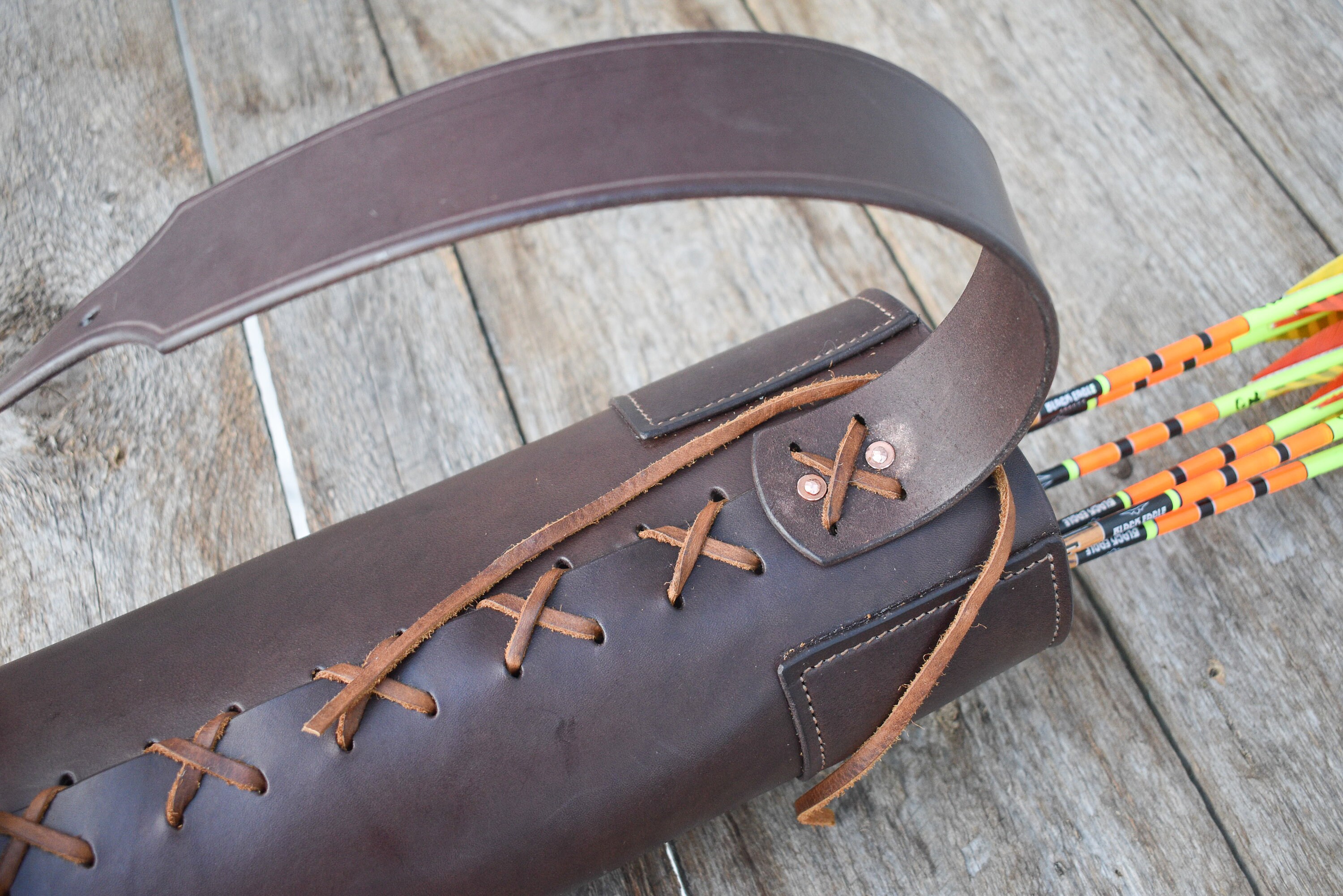 Leather BACK Quiver, Magnus Style With Pocket and Shoulder Strap or ...