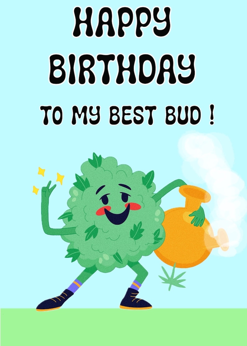 Stoner Happy Birthday Card Funny Adult 57 Stoner Weed Kush Smoker