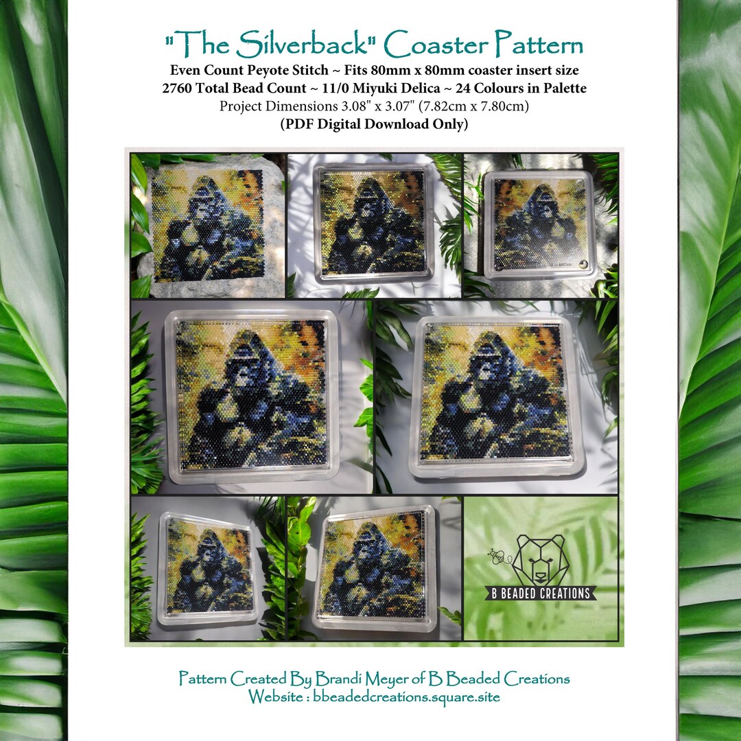 The Silverback Peyote Stitch Coaster Pattern - Etsy