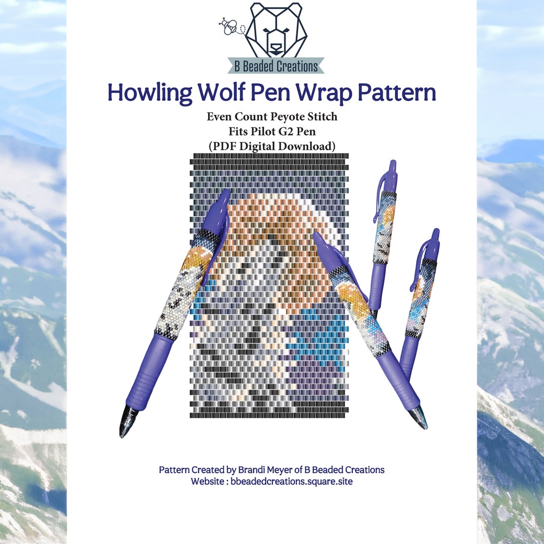 Howling Wolf Pen Wrap Even Count Peyote Pattern - Etsy